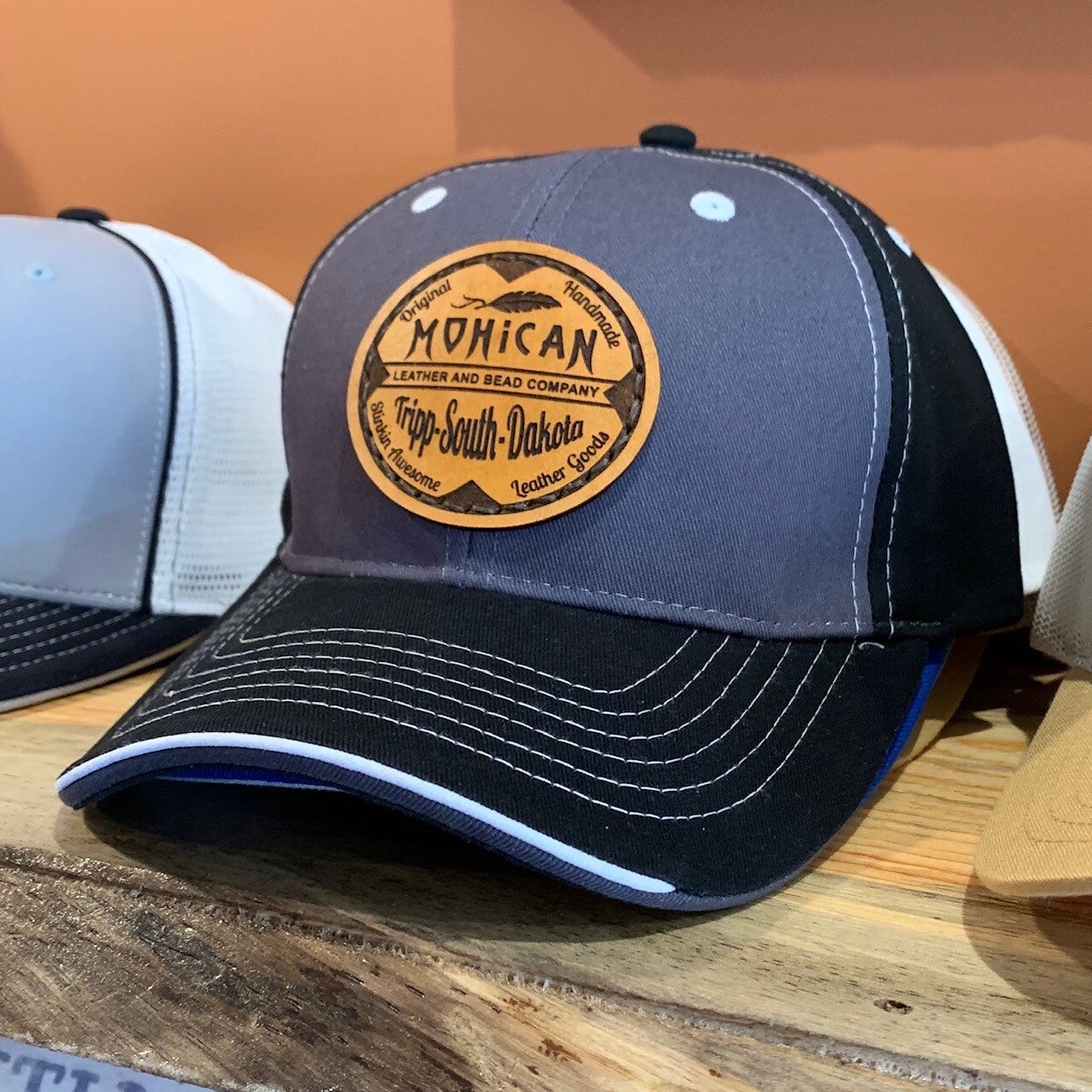 Mohican Hat - Charcoal / Black - Sportsman Strap Back | Mohican Leather ...